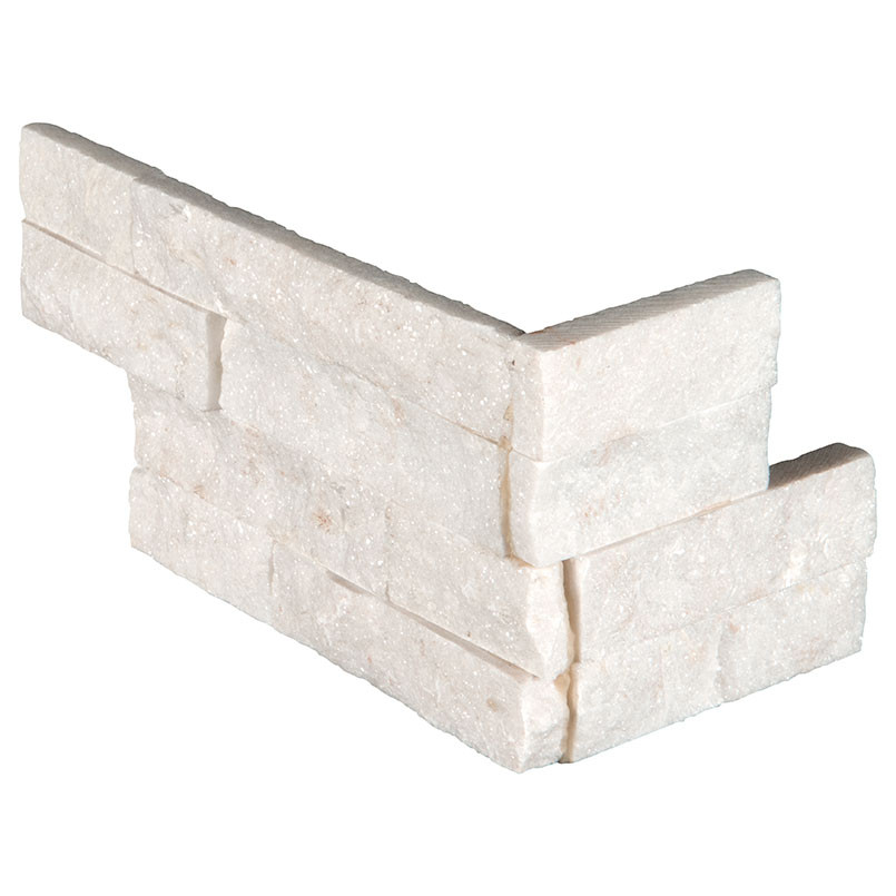 MSI RockMount Arctic White Splitface Stacked Stone 6" x 18" Ledger Corner