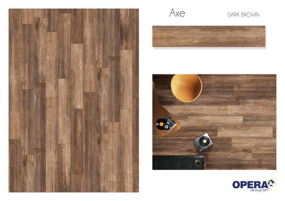 Opera Ceramica Axes 8" X 48" Dark Brown Glazed Porcelain Tile Premium ...