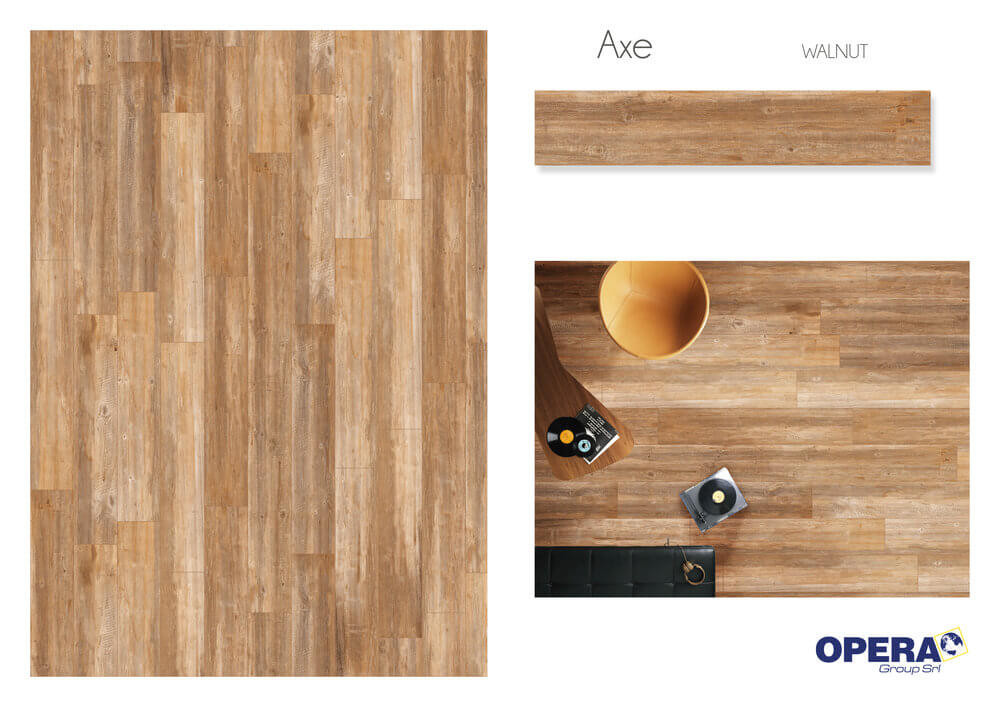 Opera Ceramica Axes 8" X 48" Walnut Glazed Porcelain Tile Premium (10. ...