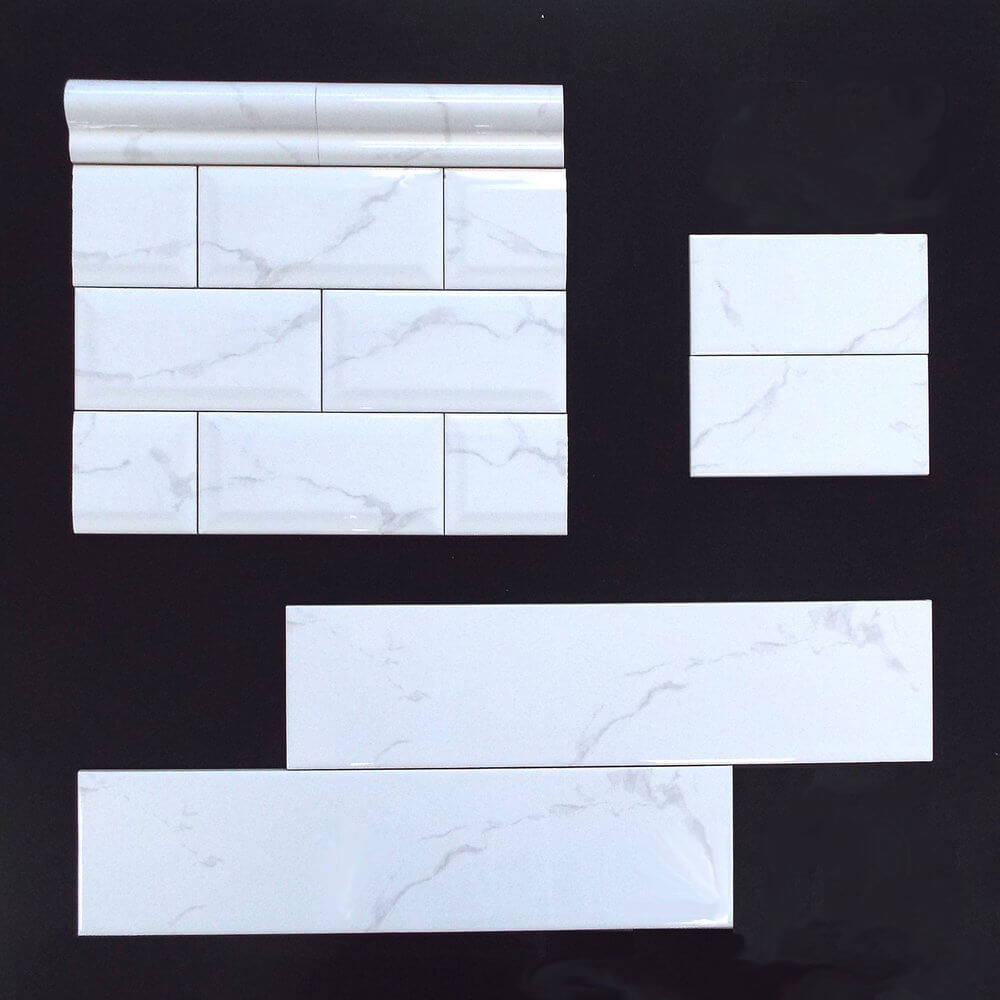 Diastone Fashion 2 Series 2" X 6" Cararra White Bullnose Ceramic Tile ...