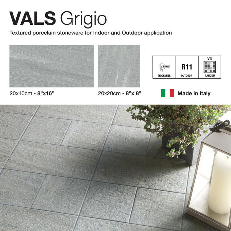 Tuscania Vals 8" X 8" Grigio R11 For Indoor And Outdoor Glazed ...